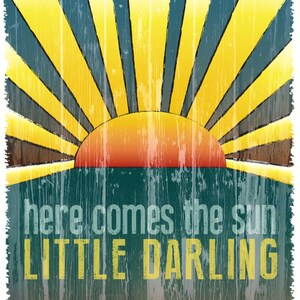 The Beatles, Here Comes the Sun/distressed Retro Kitchen Wall Art ...