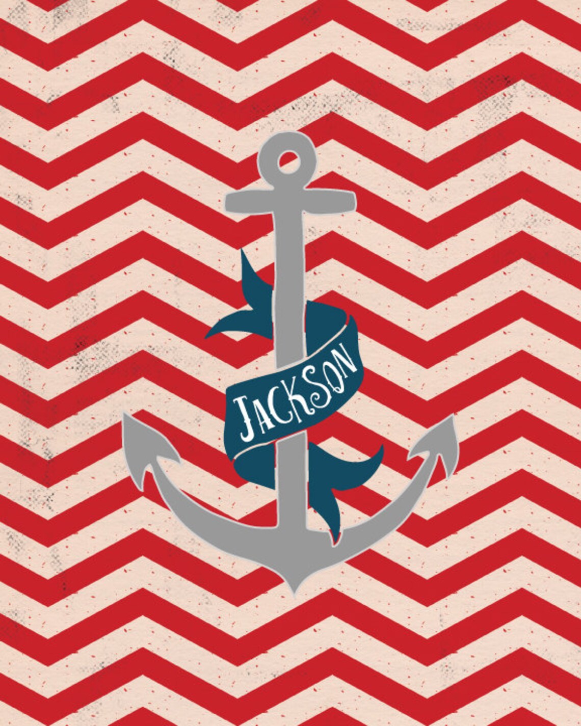 Personalized Chevron Nautical Anchor Vintage Print/ Baby Name/ - Etsy
