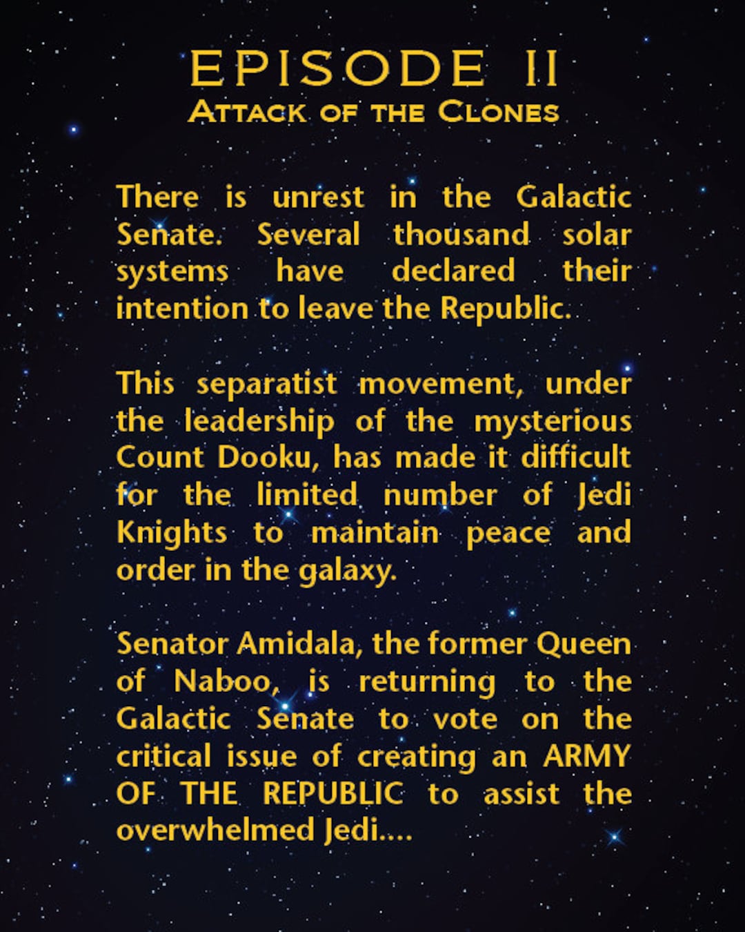 Episode 2 - Attack of the Clones/star Wars Movies/each Episode Opening ...