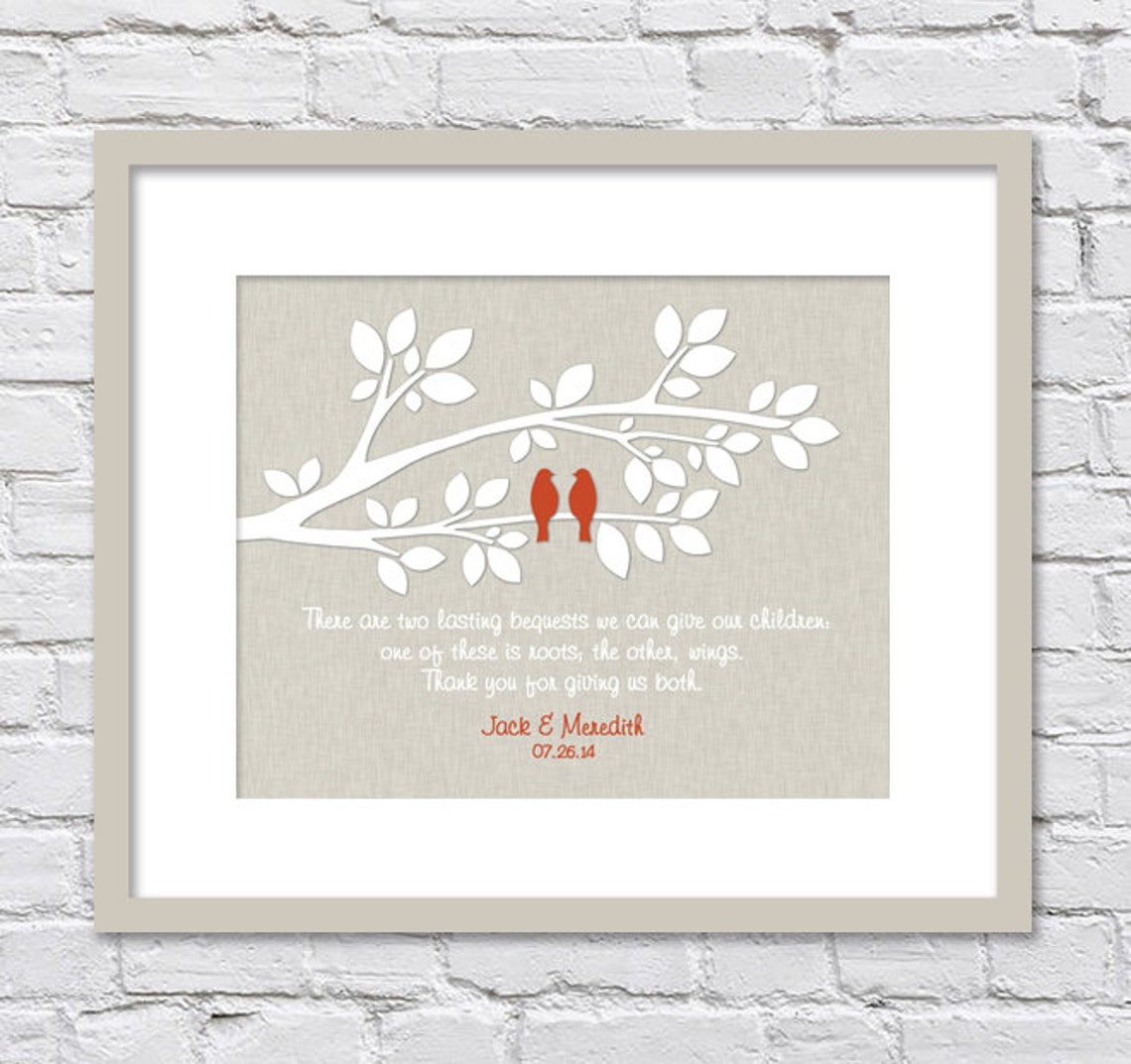 There Are Two Lasting Bequests/ Wedding Gift for Parents/ Linen ...