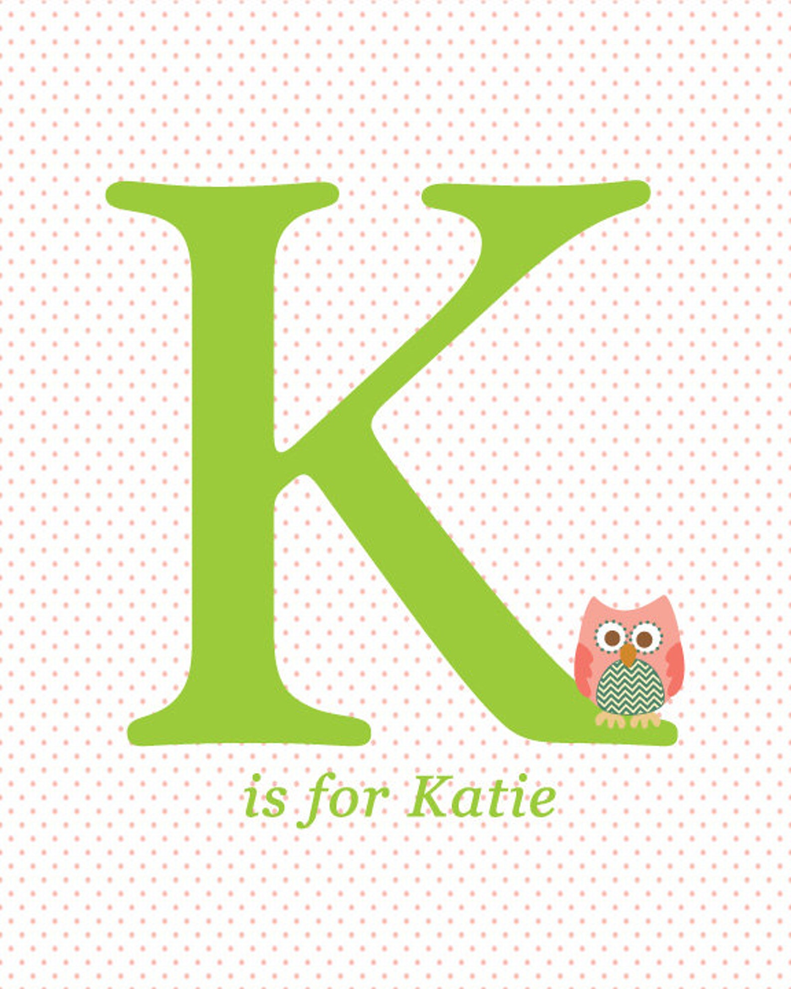 Polka Dot Letter Art Nursery/ Owl Nursery/Polkadot Print/ | Etsy
