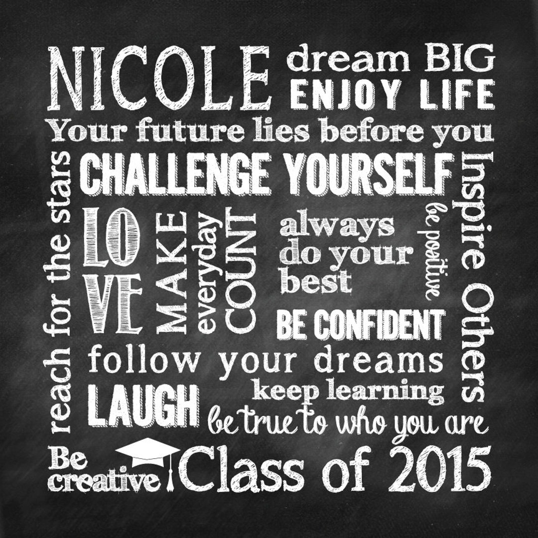 Personalized Graduation Gift/chalkboard Design/subwayart/square Print ...