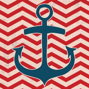 Set of 4 - 5x7 Nautical Chevron Vintage Prints/ Nautical Nursery ...