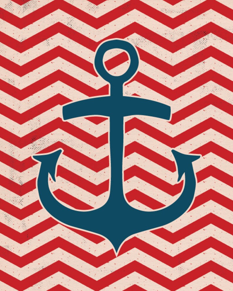 Set of 4 5x7 Nautical Chevron Vintage Prints/ Nautical - Etsy