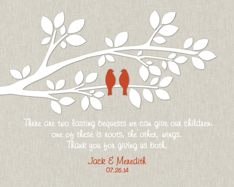 There Are Two Lasting Bequests/ Wedding Gift for Parents/ | Etsy