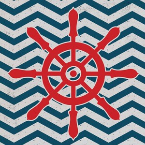 Set of 4 - 5x7 Nautical Chevron Vintage Prints/ Nautical Nursery ...
