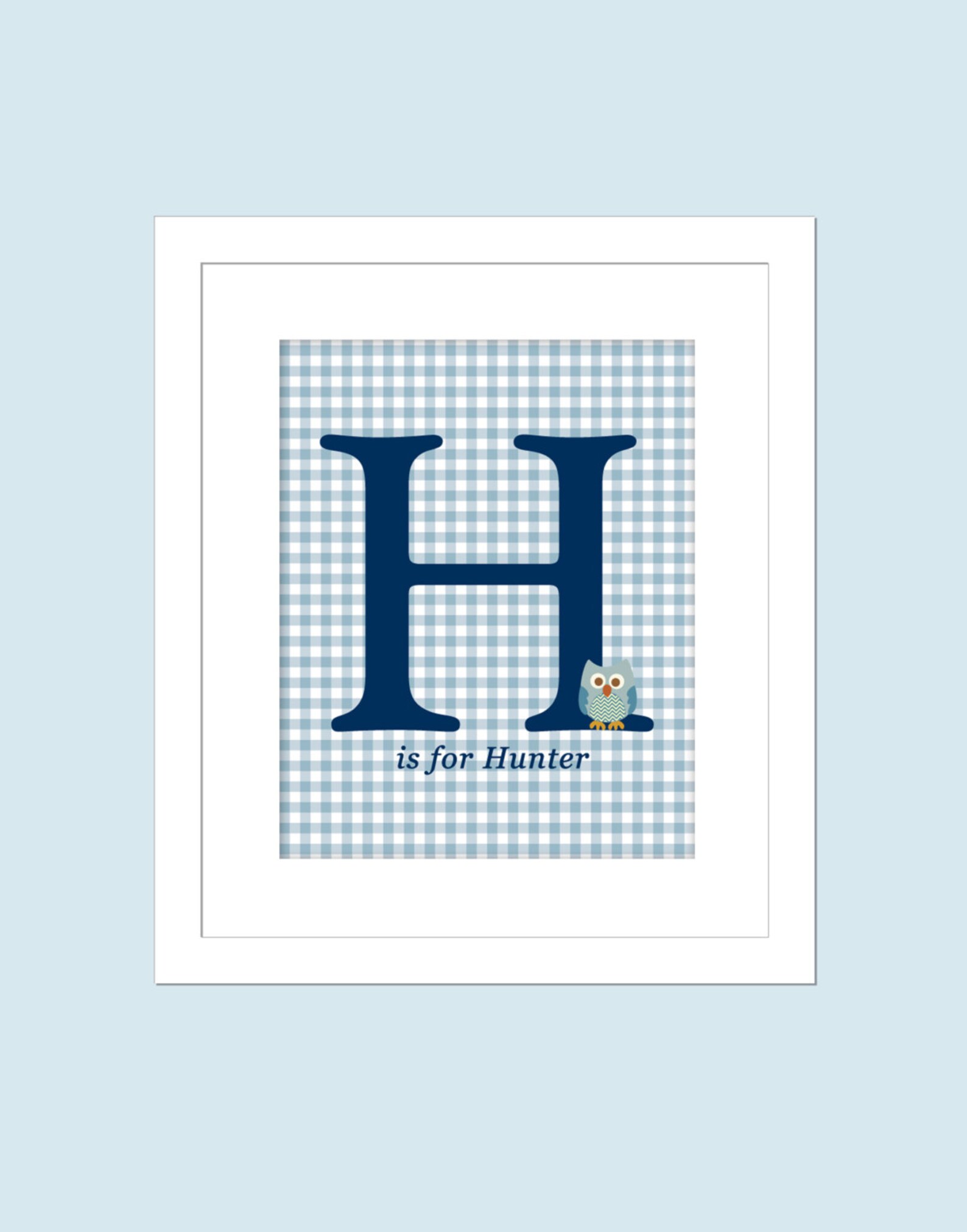 Gingham Letter Art Nursery/ Owl Nursery/gingham Print/ Gingham Nursery ...