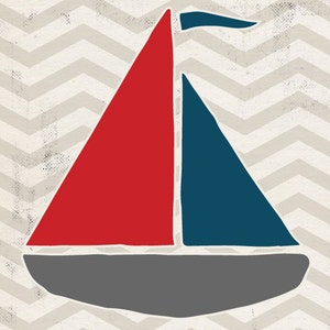 Let Your Dreams Set Sail / Chevron Nautical Set of 2 Prints/ Sailboat ...