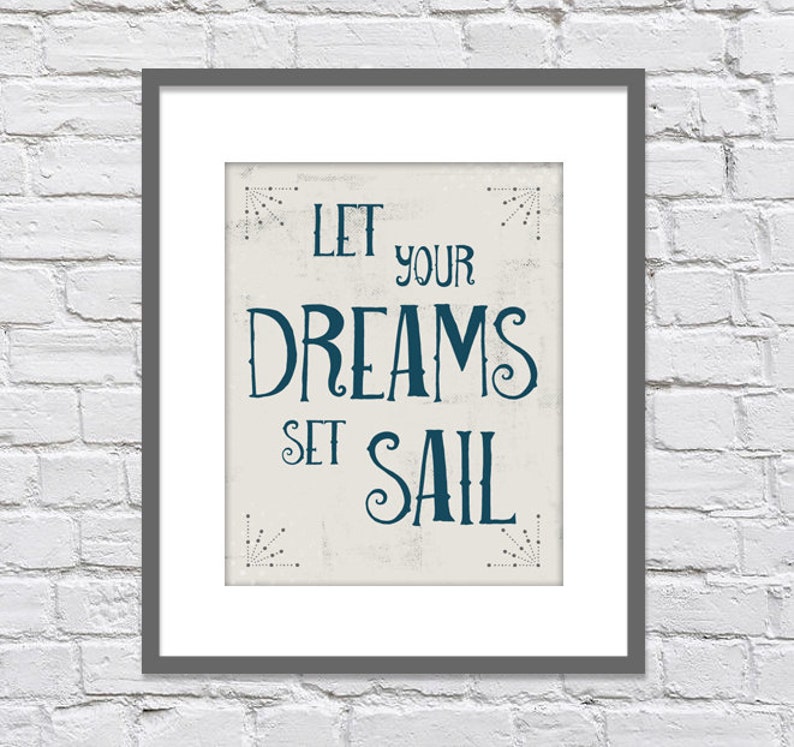 Let Your Dreams Set Sail Nautical Vintage Print/ Nautical | Etsy