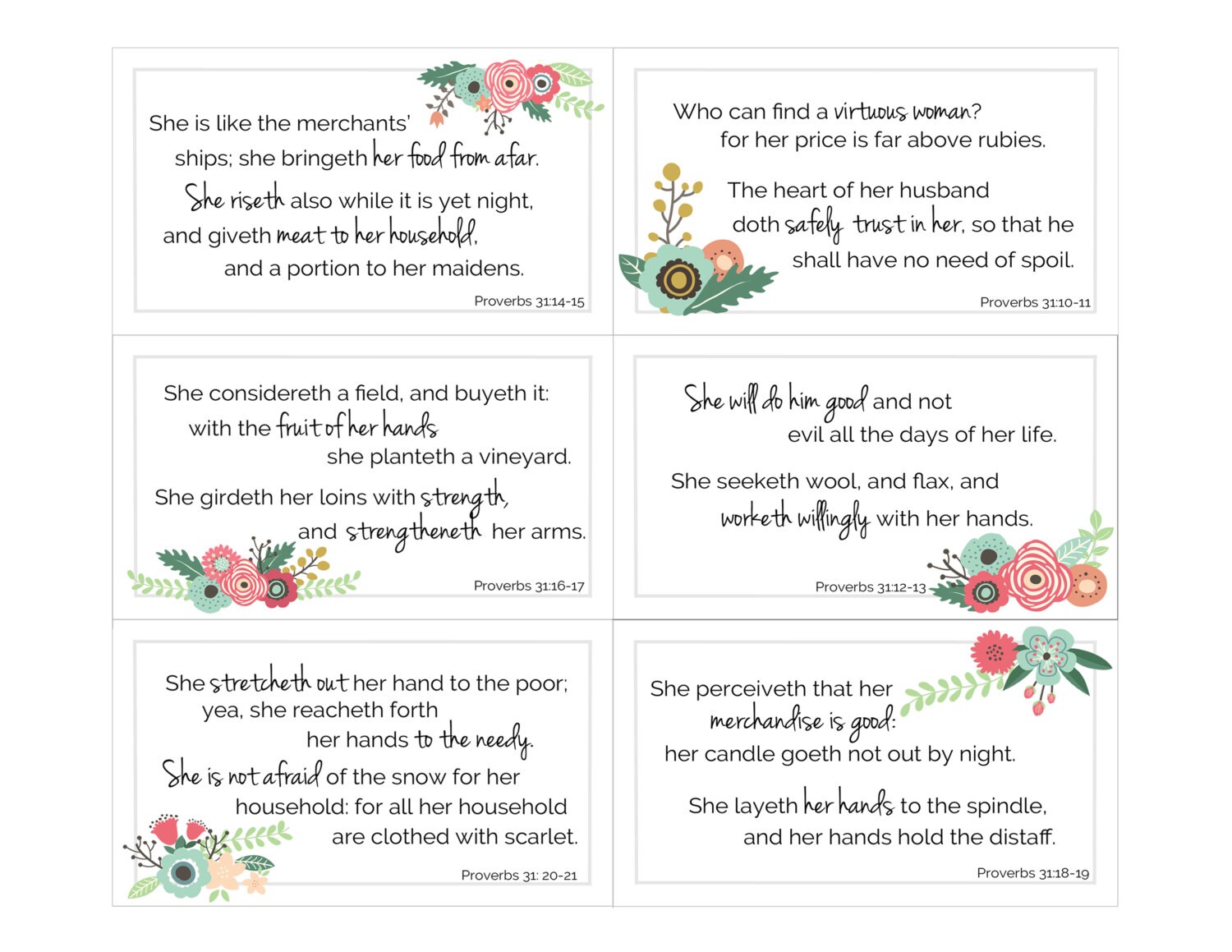 Proverbs 31 Woman Scripture Cards | Etsy