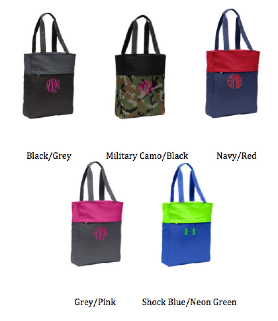 Monogrammed Colorblock Tote Bag - Etsy