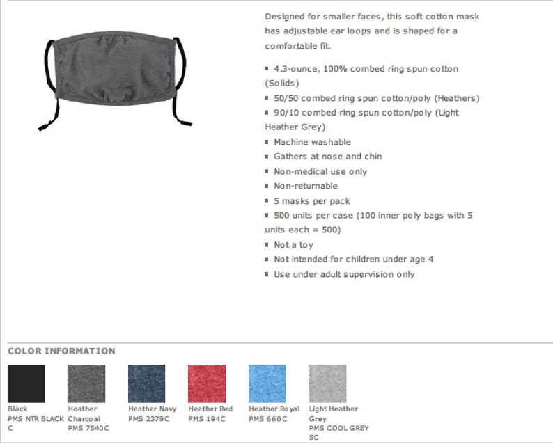 Pack of 5 Youth Face Masks - Etsy