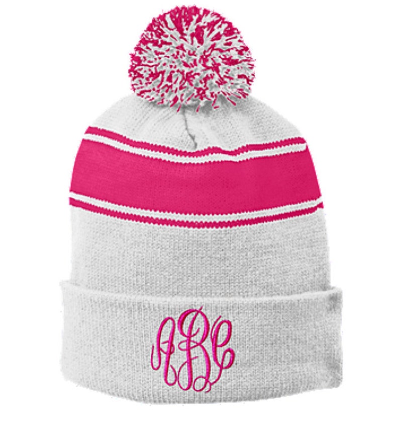 Unisex Monogrammed Pom Pom Beanie Cap - Etsy