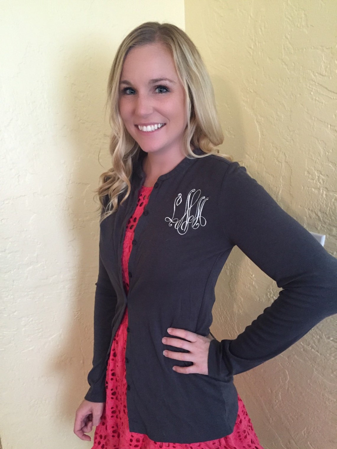Monogrammed Button Front Cardigan (great for Sorority Letters Too!) - Etsy