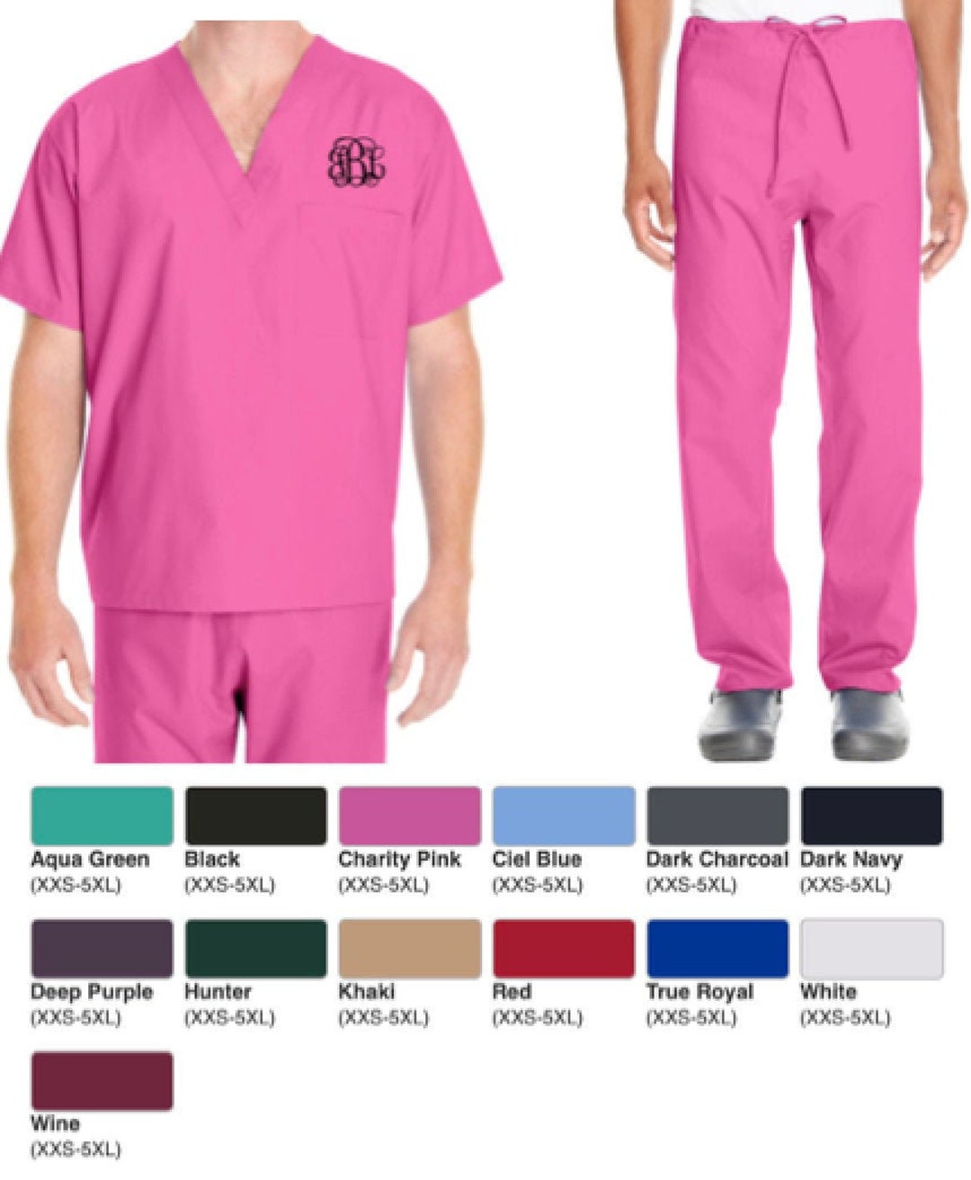 Monogrammed Scrubs (13 Different Colors!) - Etsy