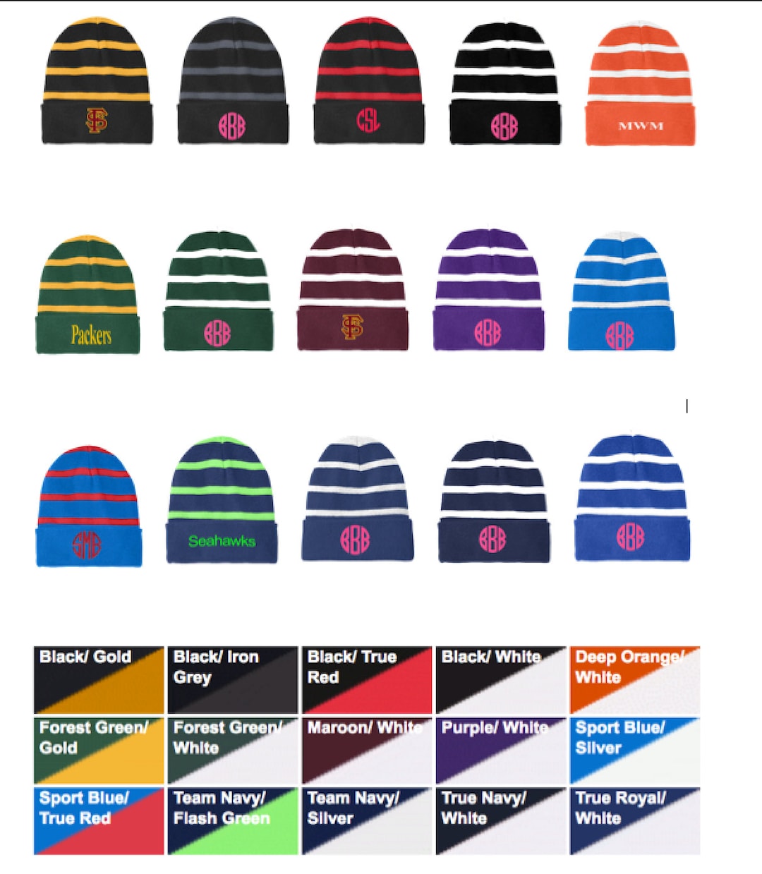 Unisex Monogrammed Team Beanie Cap | Winter Beanie | Sports Team Cap - Etsy