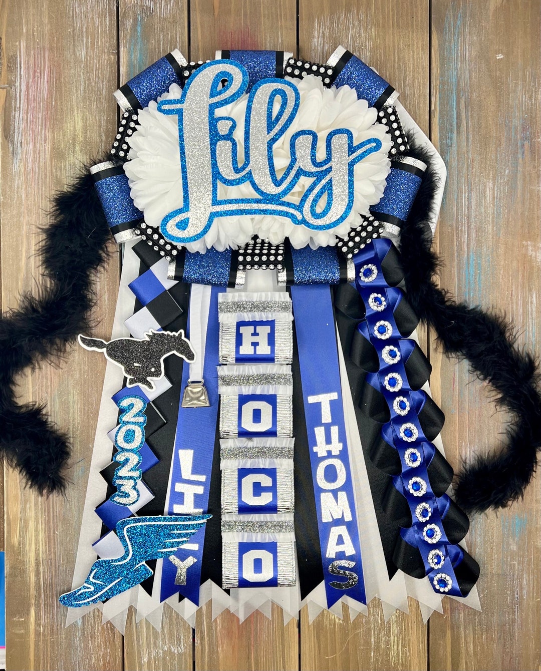 Homecoming Mum Black and White, Homecoming Mum Custom, Homecoming Mum ...