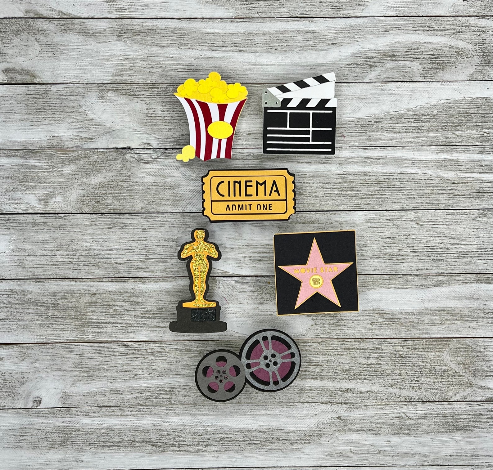 Hollywood Star Cutouts, Clapper Cutout, Oscar Cutout, Cinema Ticket ...