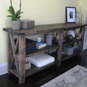 Large Rustic X Distressed Handmade Console / Media Table - Etsy