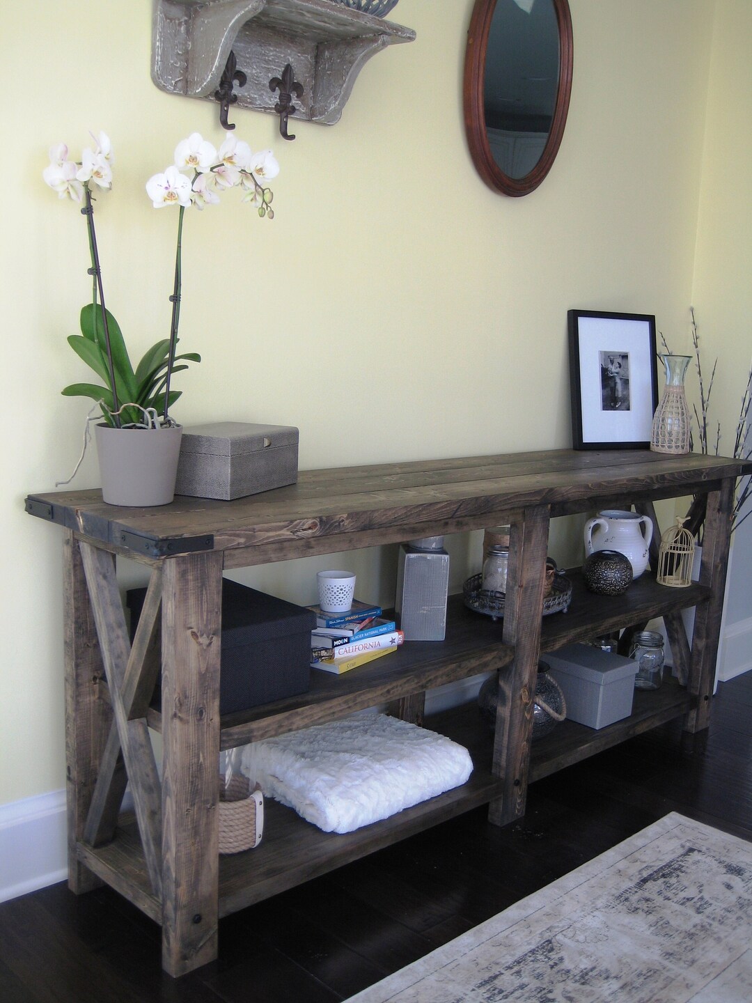 Large Rustic X Distressed Handmade Console / Media Table 74.5l - Etsy