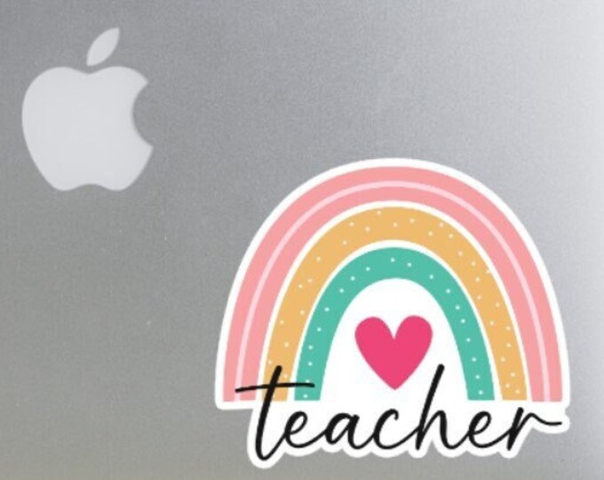 Best Teacher Rainbow Laminated Sticker, 4 Inch, Best Teacher Sticker ...