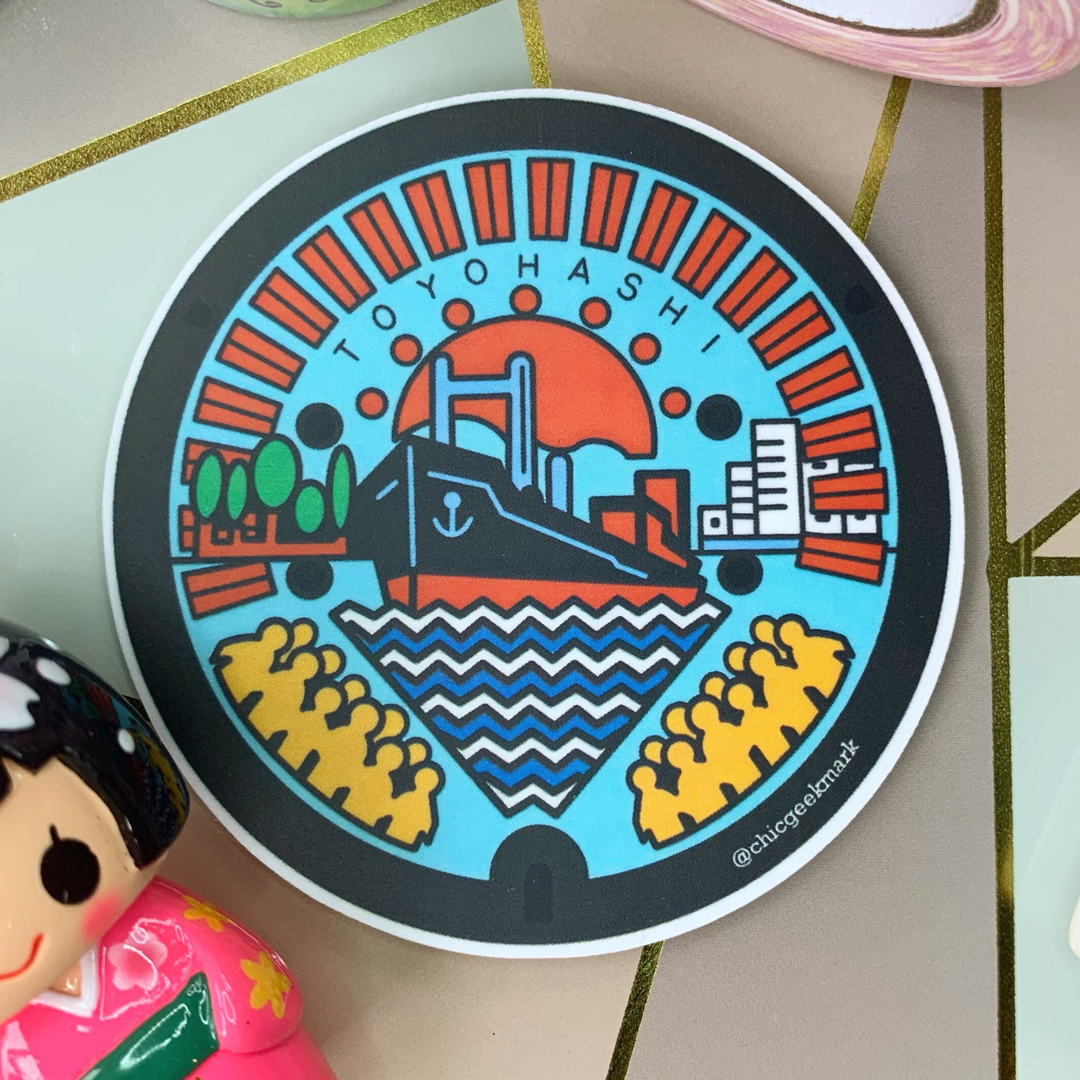Japanese Drain Art Stickers Manhole Cover Stickers Wave 2 Stickers ...