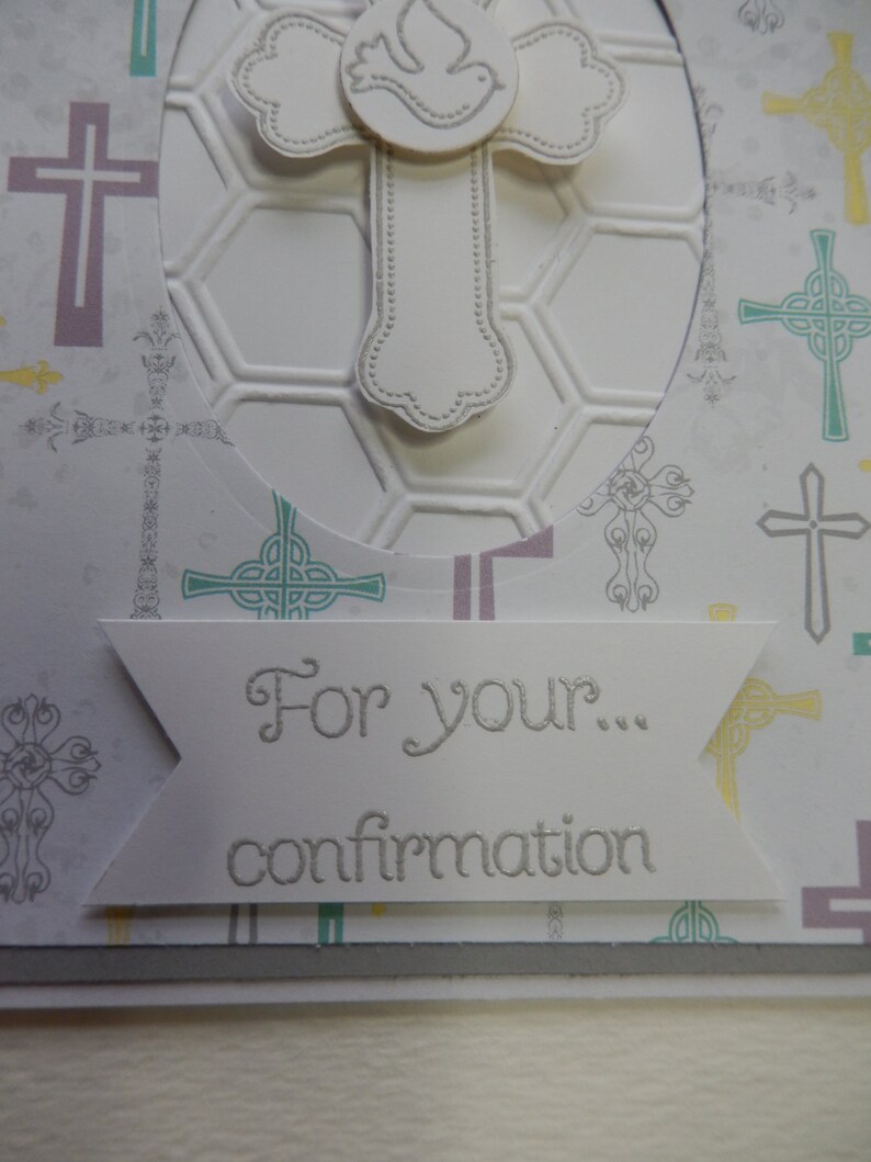 Gray Cross Confirmation Card - Etsy
