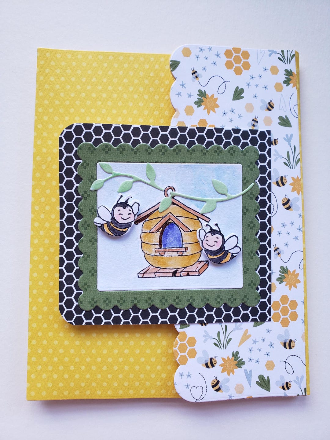 Watercolor Bee Themed Birthday Card/portfolio - Etsy