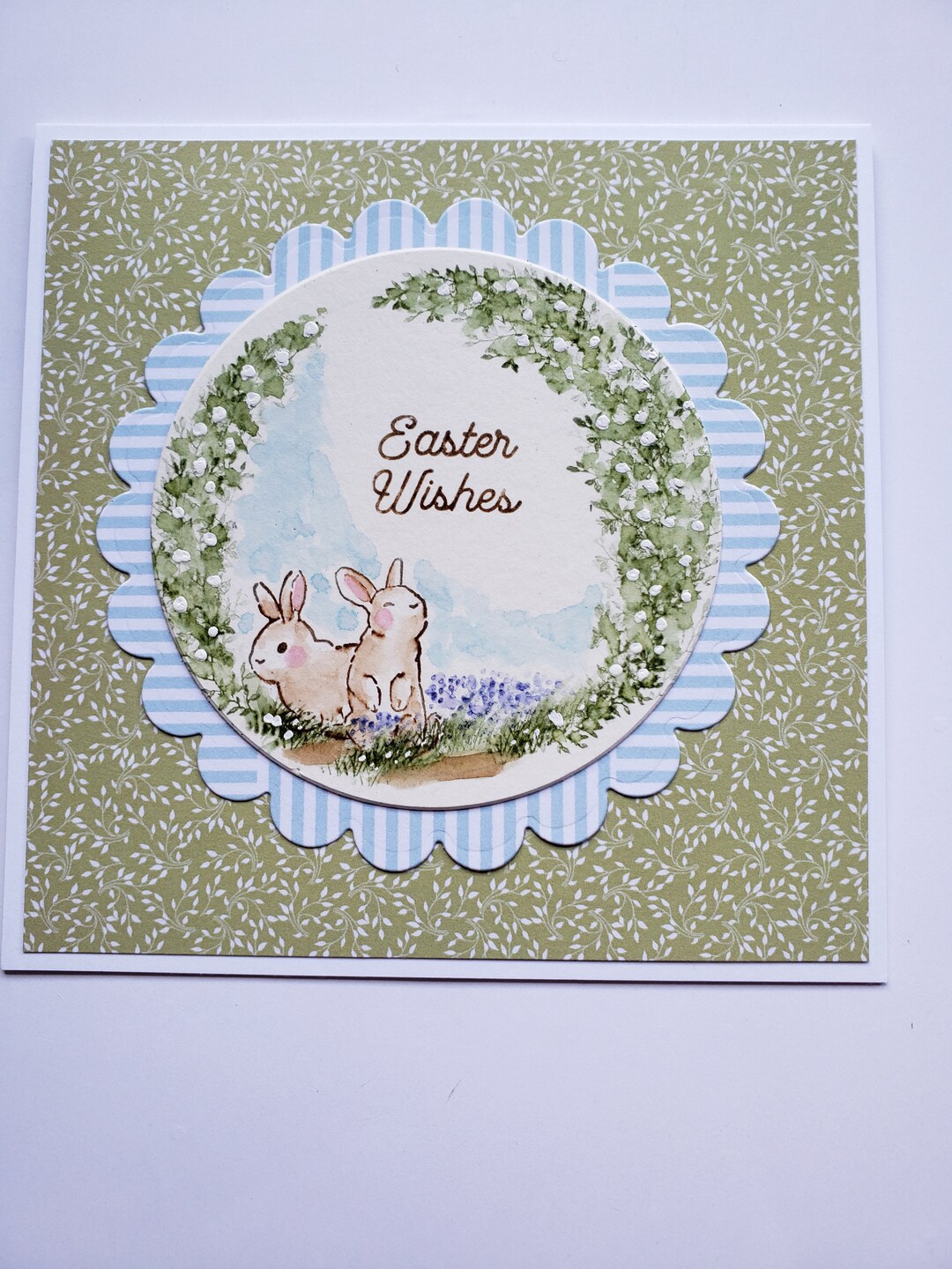 Watercolor Easter Wreath Card - Etsy