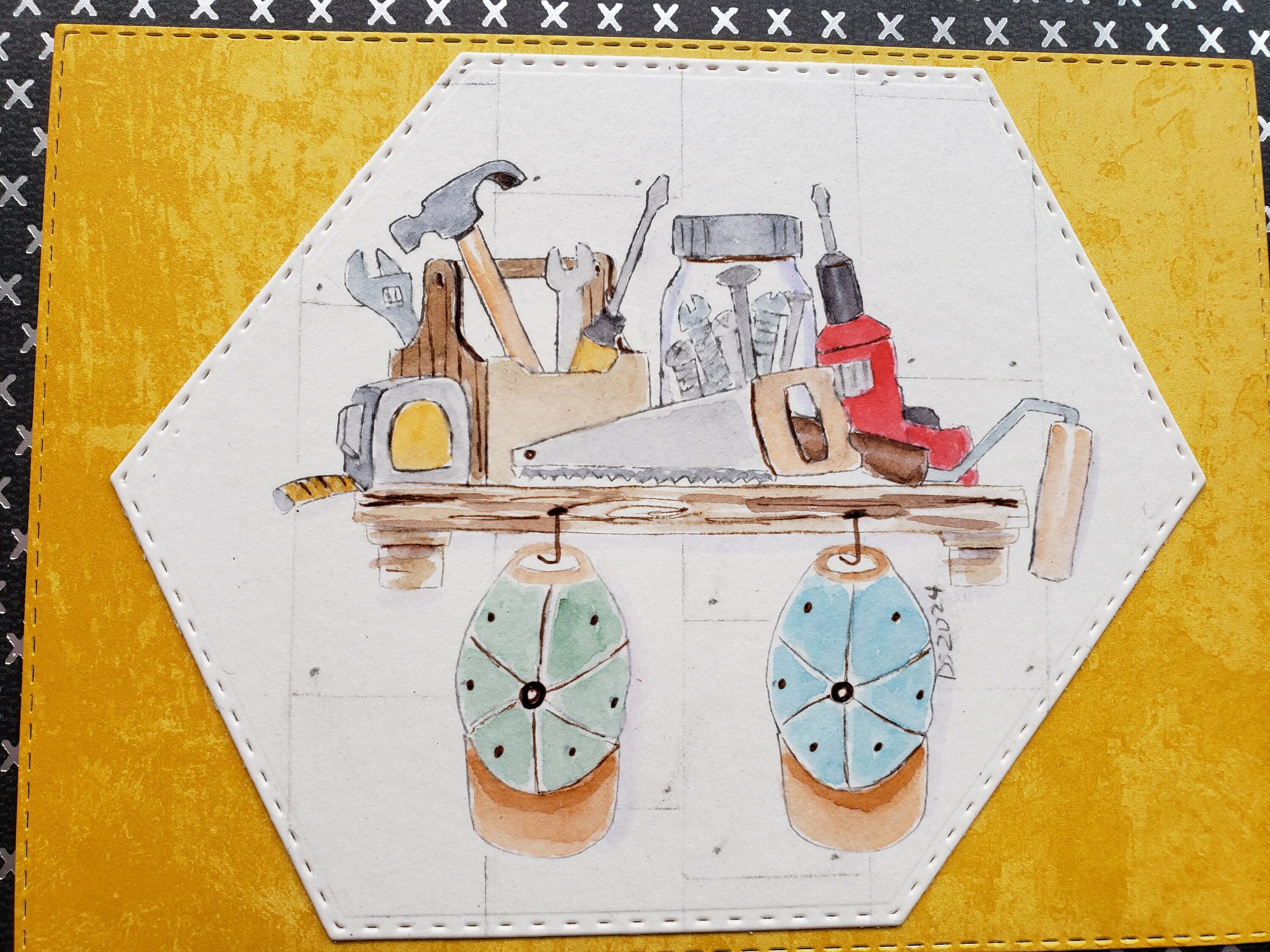 Watercolor Construction Themed Card - Etsy