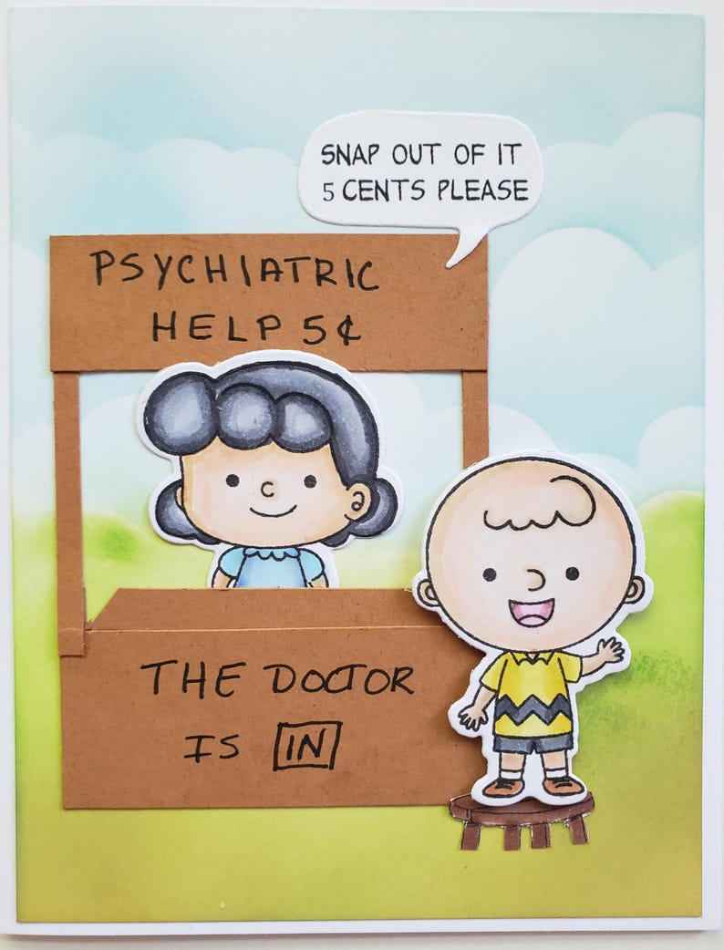 Peanuts Lucy and Charlie Brown Psychiatric Booth Card - Etsy