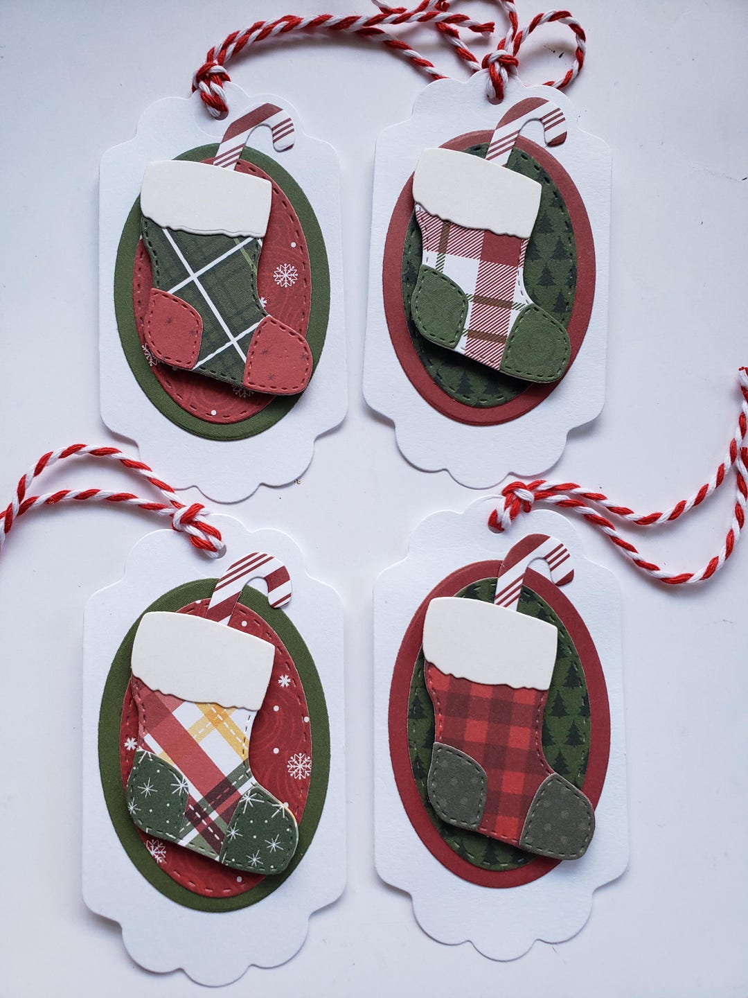 Set of 4 Christmas Stocking Gift Tags - Etsy