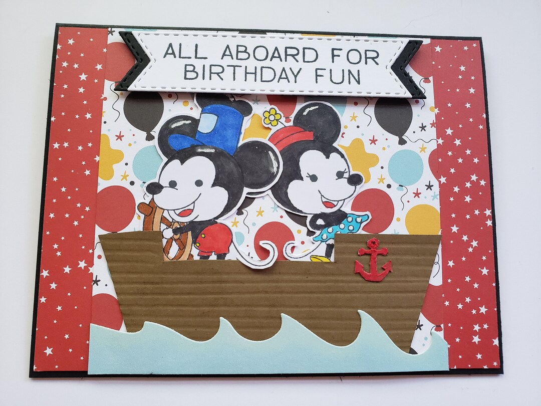 Steamboat Willie Mickey and Minnie Birthday Card - Etsy