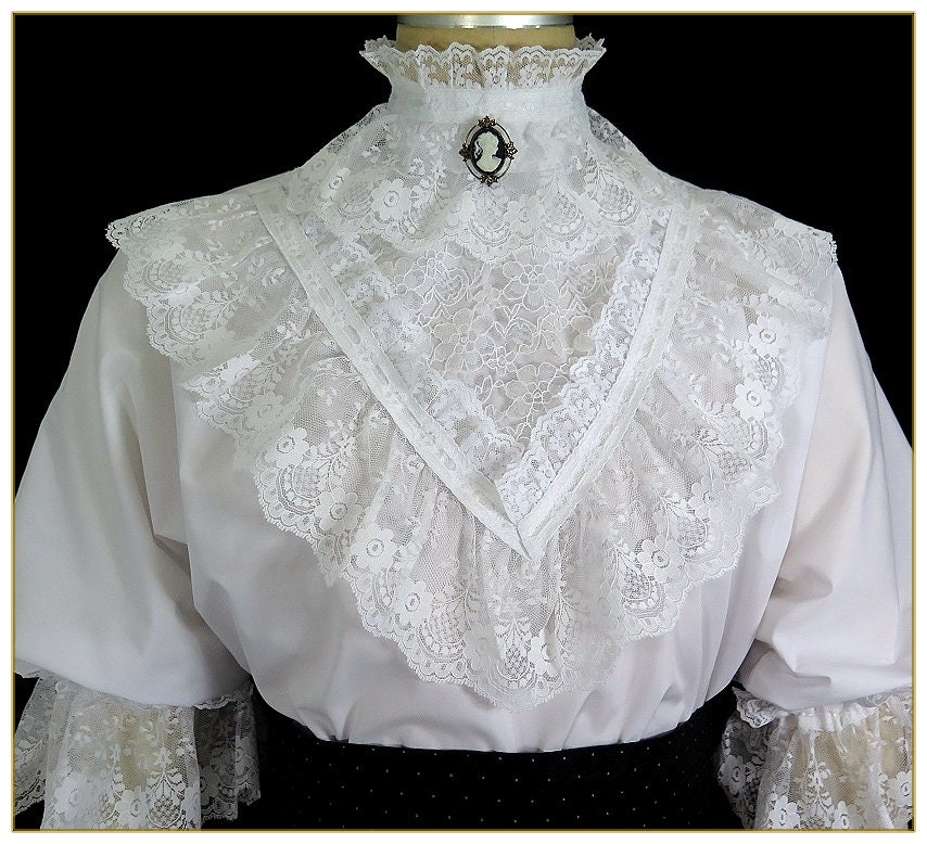 Victorian Ruffle Lace & Ribbon Blouse - Etsy Canada