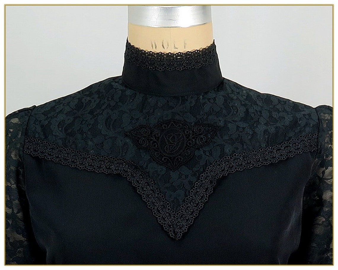 Victorian Black Lace & Applique' Blouse - Etsy