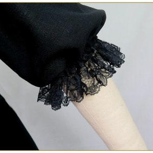 Victorian Black Linen Blend Ruffle Lace Blouse - Etsy