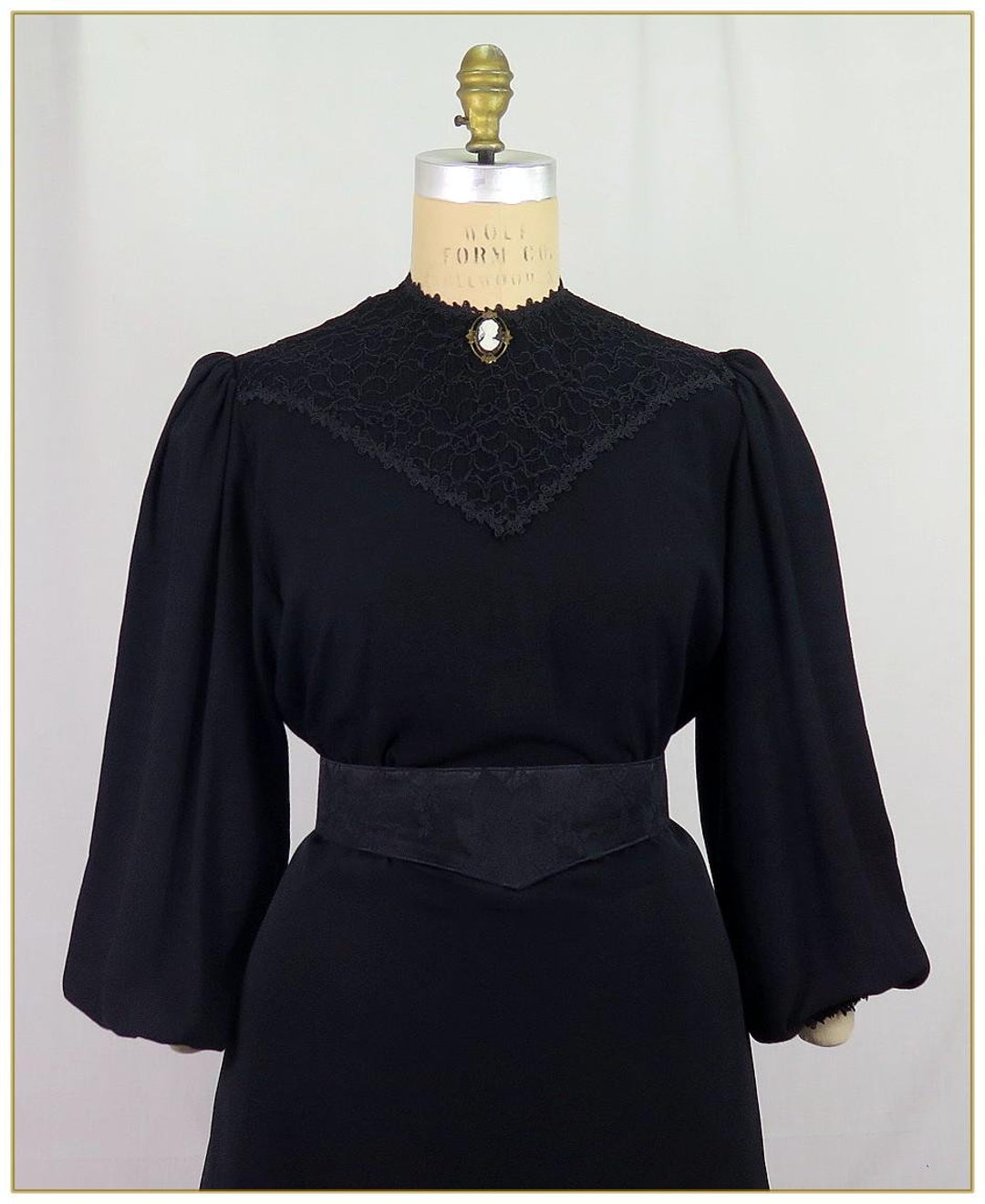 Victorian Black Linen Blend Crepe Lace Blouse, Xlarge, Clearance Item ...