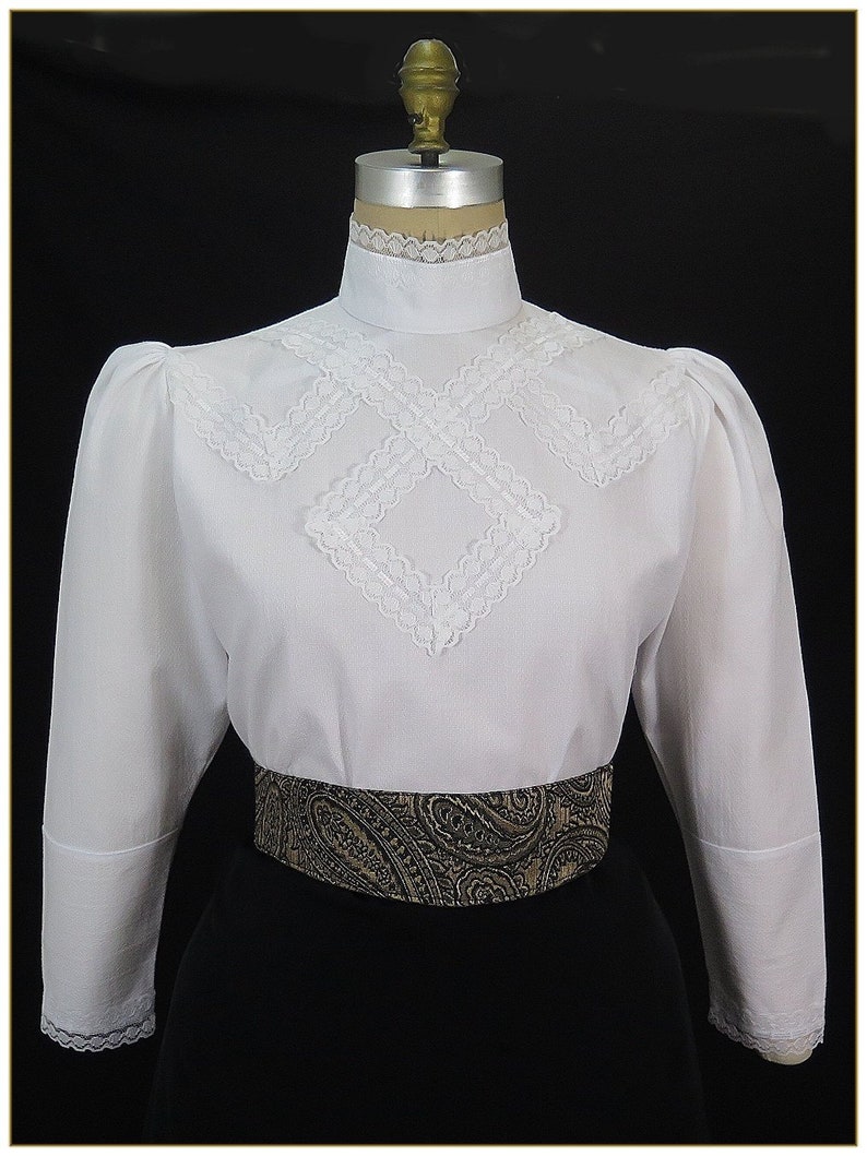1900s Edwardian Style Blouses, Tops & Sweaters