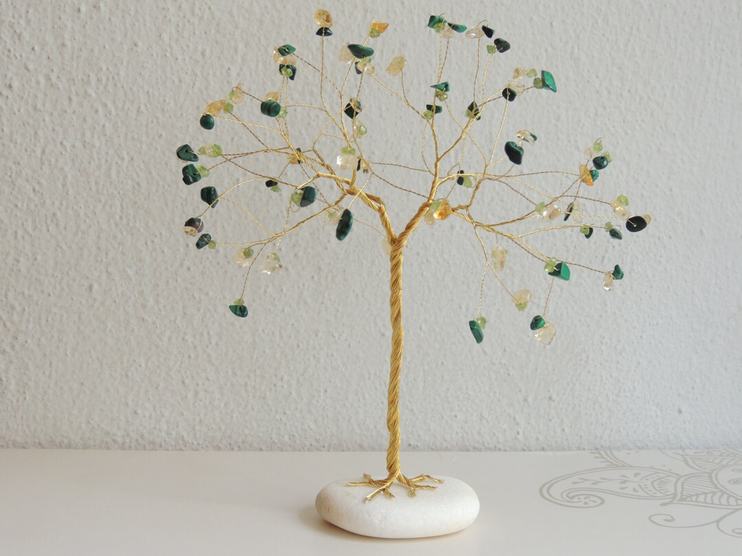 Wire Tree Suncatcher, Suncatcher Gemstone Tree Sculpture, Peridot ...