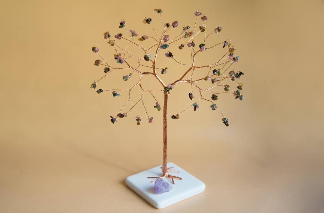 October Birthstone, Tourmaline Wire Tree Sculpture, 8th Anniversary ...