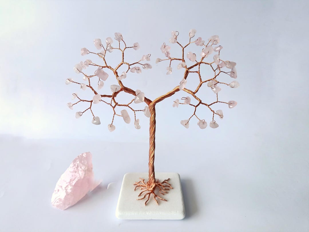 Rose Quartz Tree of Life, Copper Anniversary Gift for Her, Wire Art ...