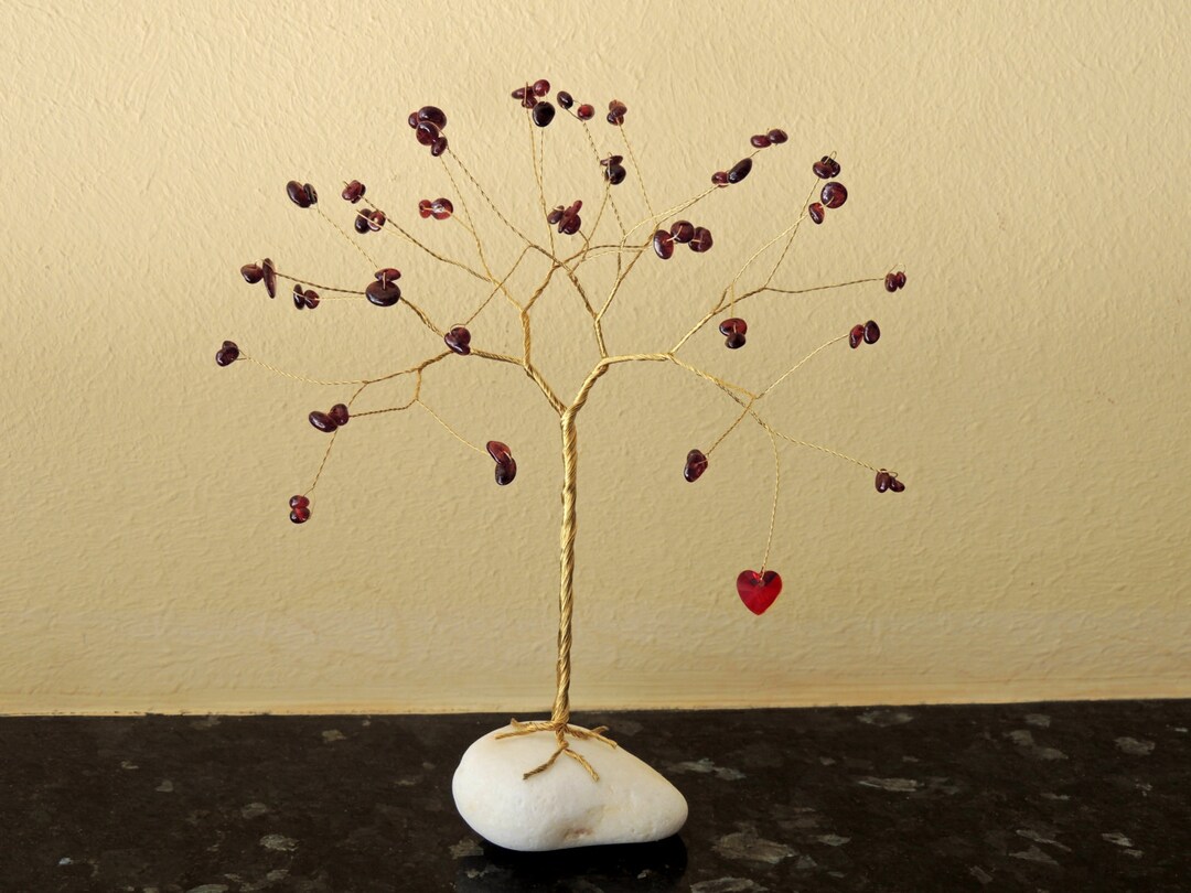 January Birthstone, Garnet Gemstone Tree, Wire Tree Ornament, Wire Tree ...