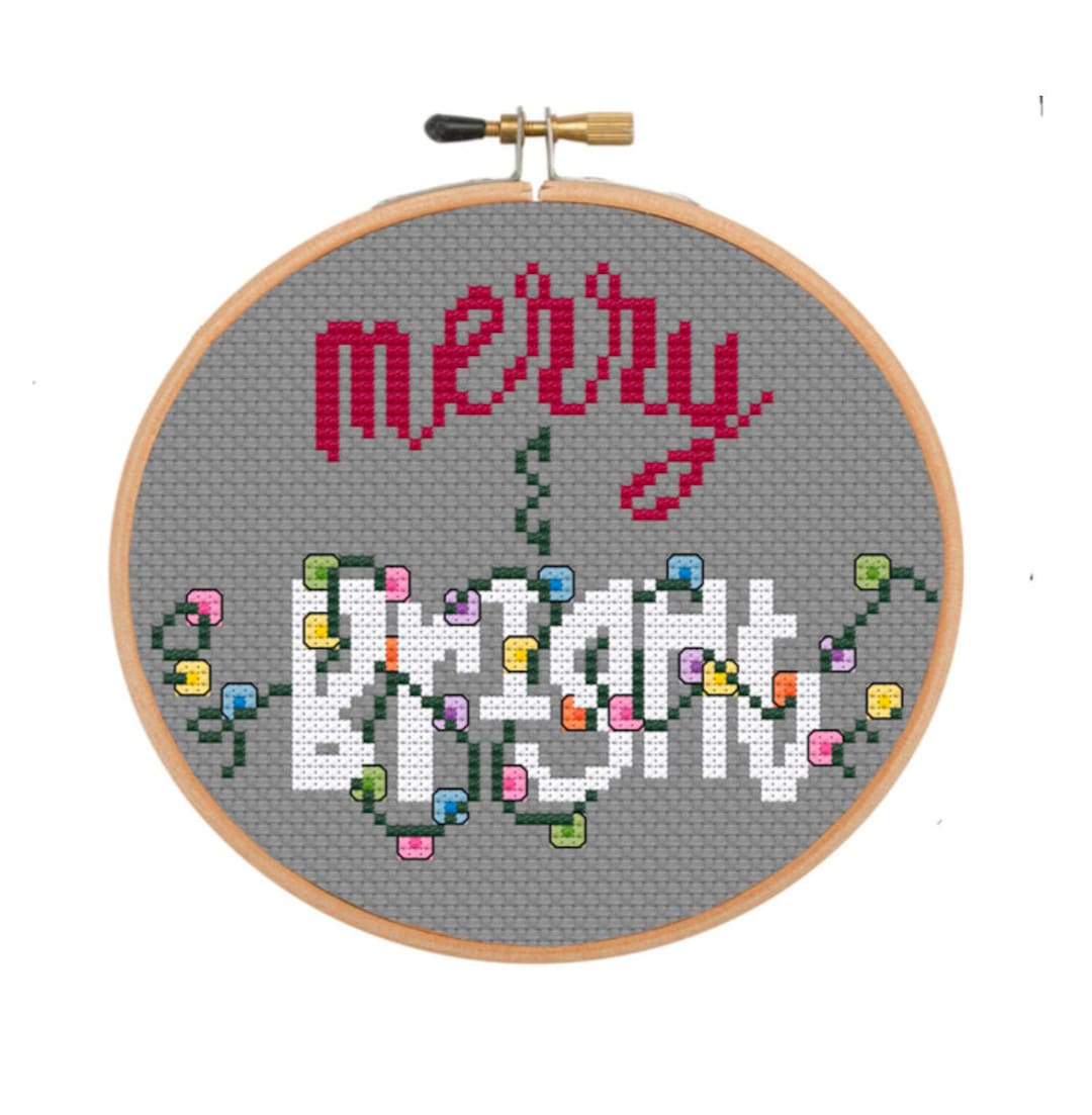 Merry & Bright Cross Stitch Pattern - Etsy