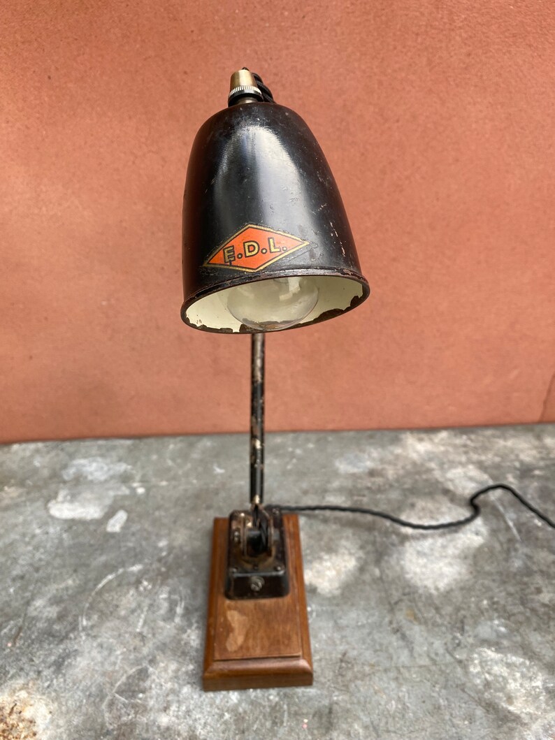 Antique EDL Vintage Industrial Machinists Lamp Light Desk on off Switch ...