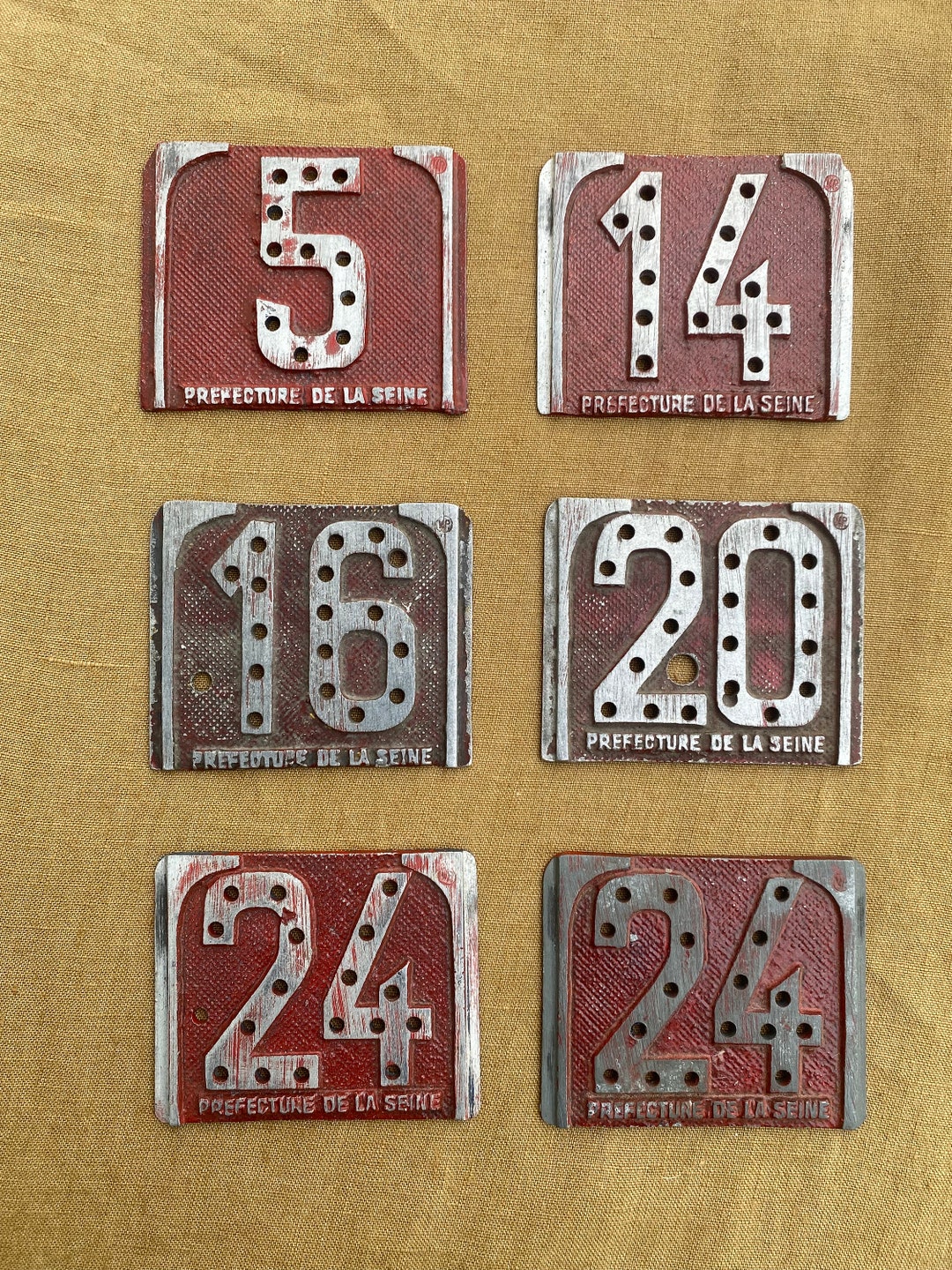 Antique Deco 1920's 30's Parisian Taxi Number Vintage Number 5 14 16 20 ...