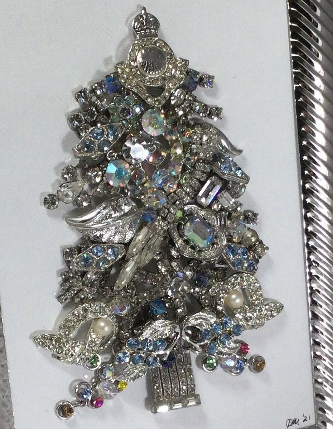 Christmas Tree Jewelry Art Collage/ Framed Jewelry Art/ Memory - Etsy