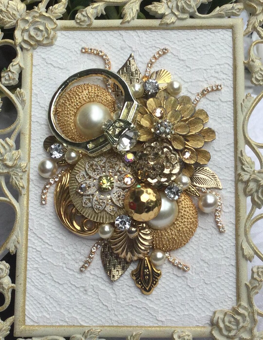 JEWELRY ART COLLAGE/ Named “the Engagement”/ Home Decor/ Jewelry Art ...