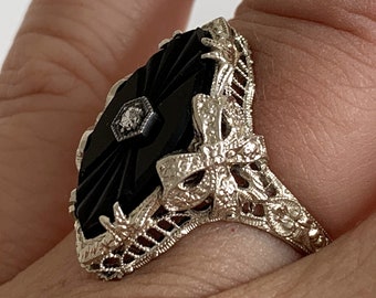 Carved Onyx Ring - Etsy