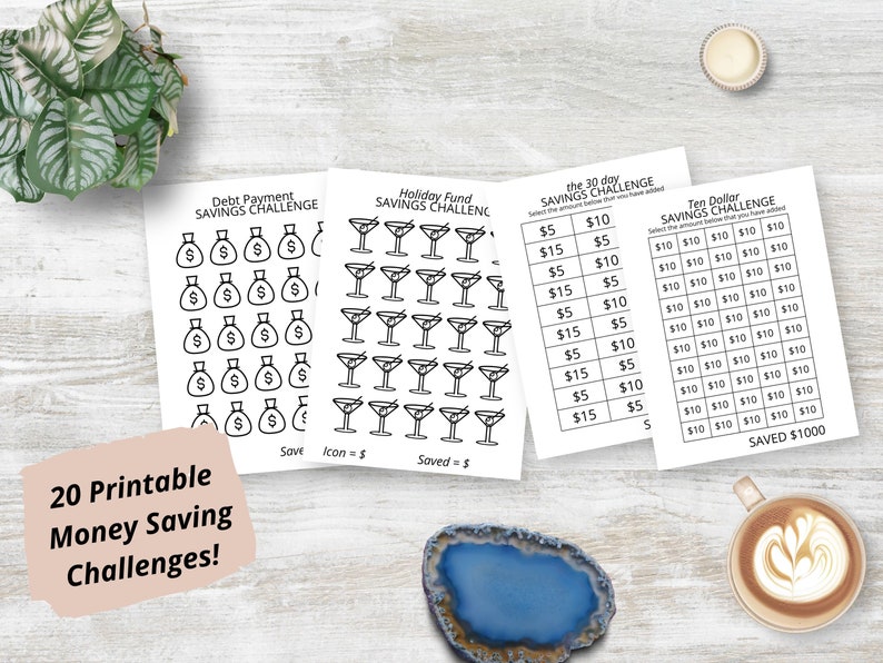 Money Savings Challenge Printable, 20 Money Challenges, Saving ...