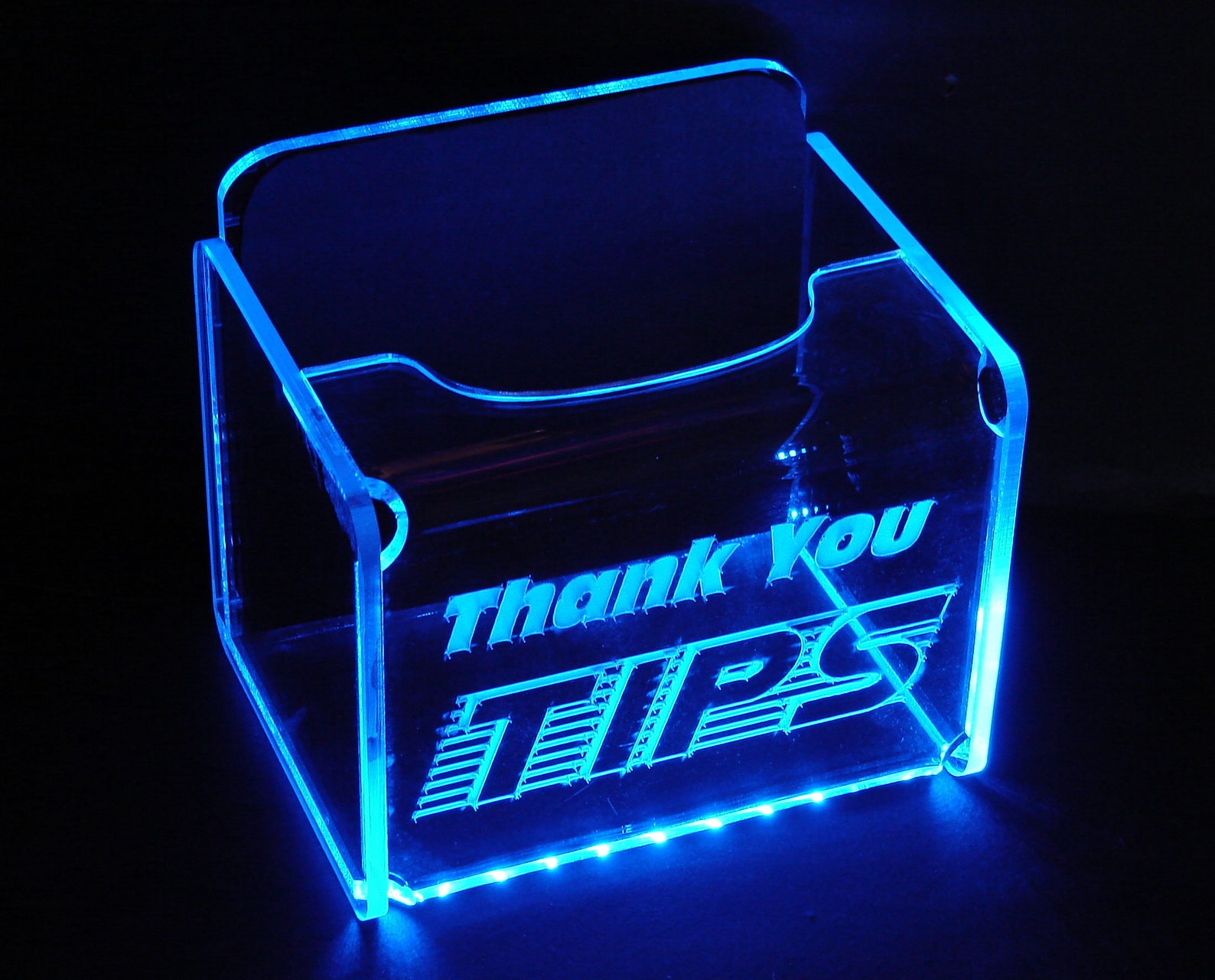 LED Glowing Tip Box- Scanline Font- Tip Jar -LED Tip Jar -lighted Tip ...